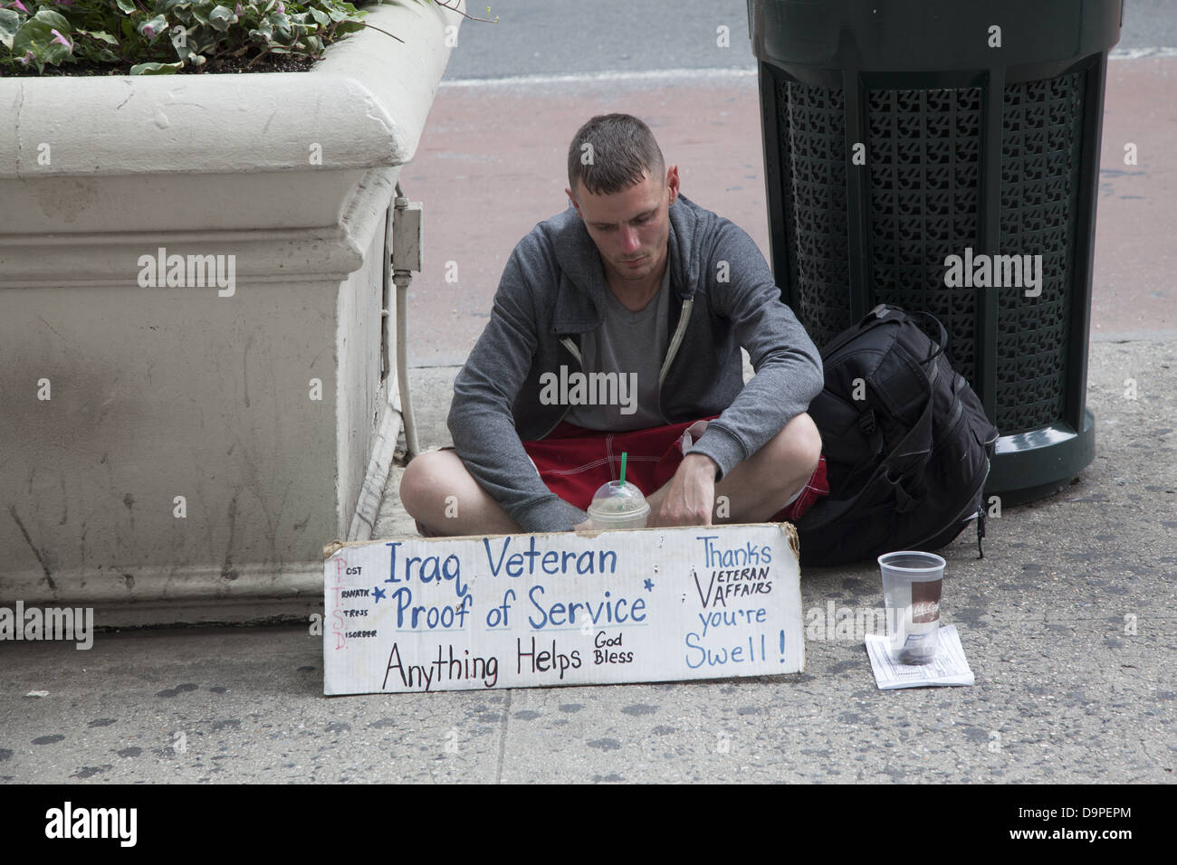 Homeless young Iraq War veteran begging on 34th Street in New York City ...