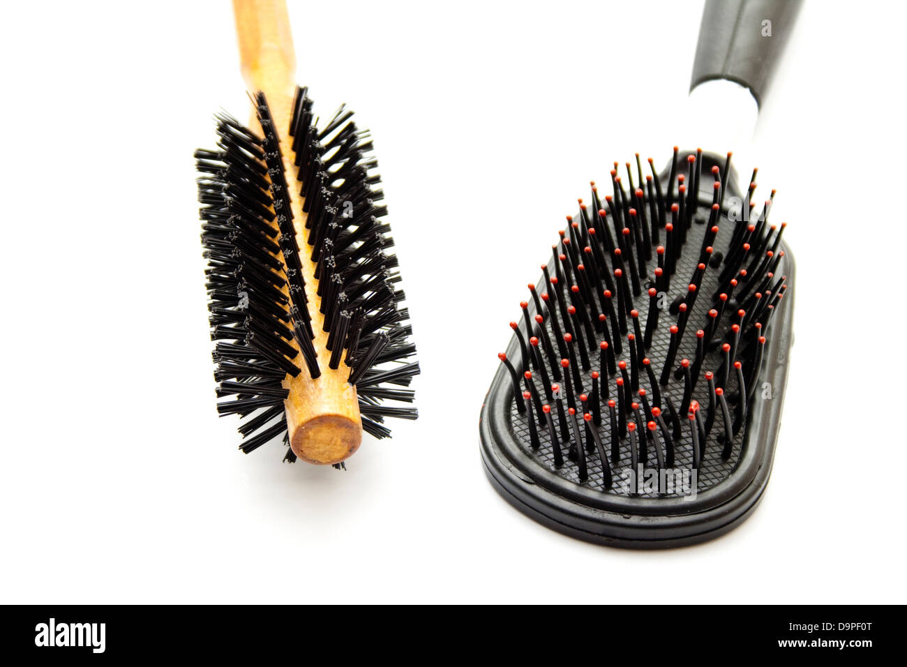 Different hairbrush on white background Stock Photo - Alamy