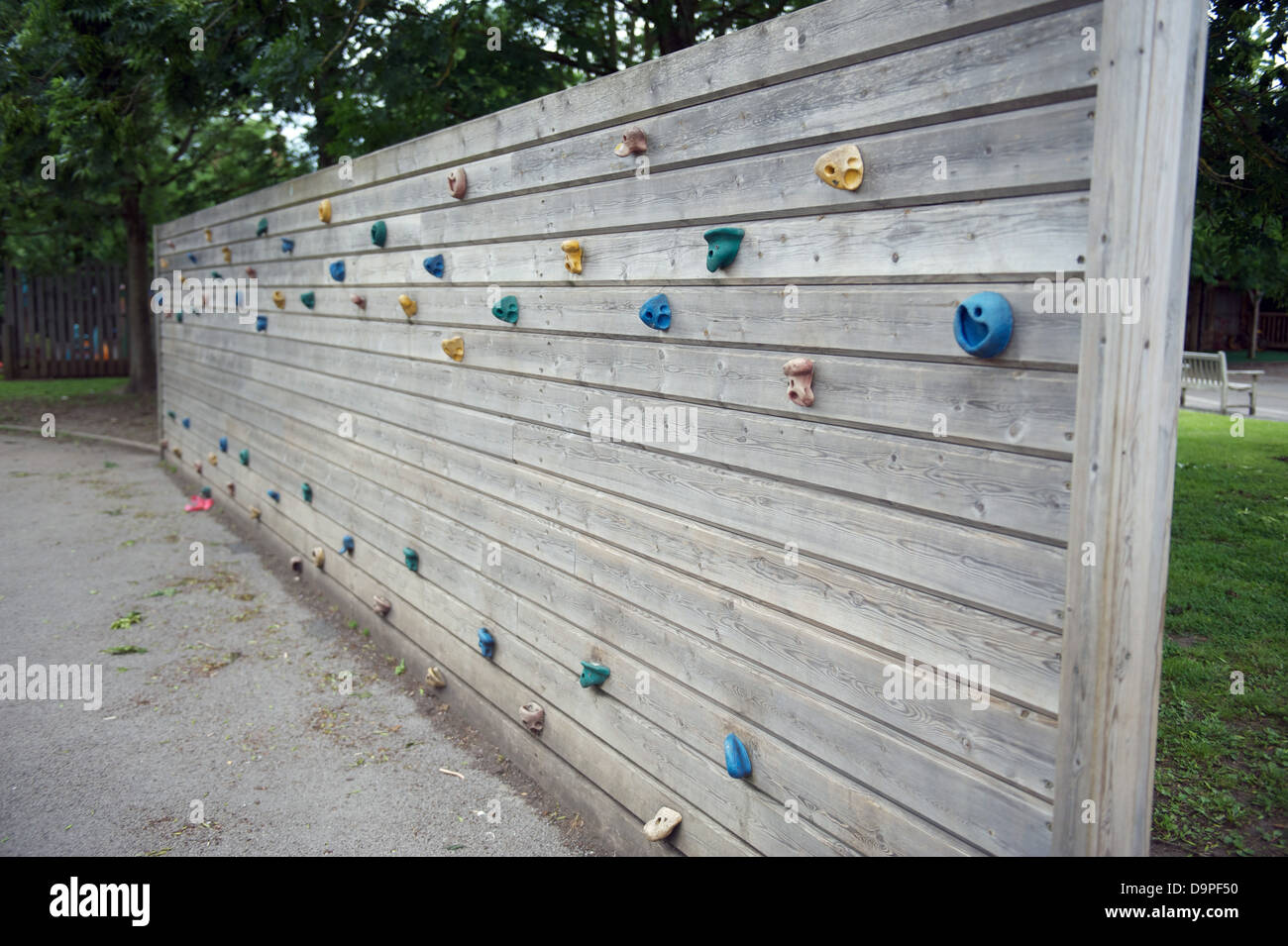 A climbing wall in a UK primary school playground Stock Photo - Alamy