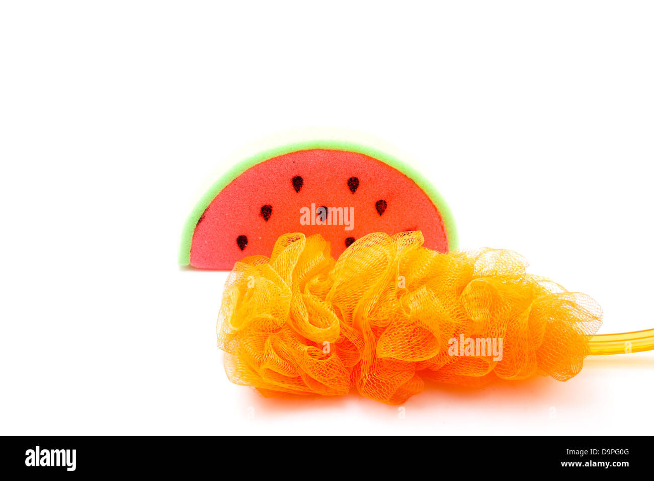Bath Sponge with Net Sponge on white background Stock Photo - Alamy