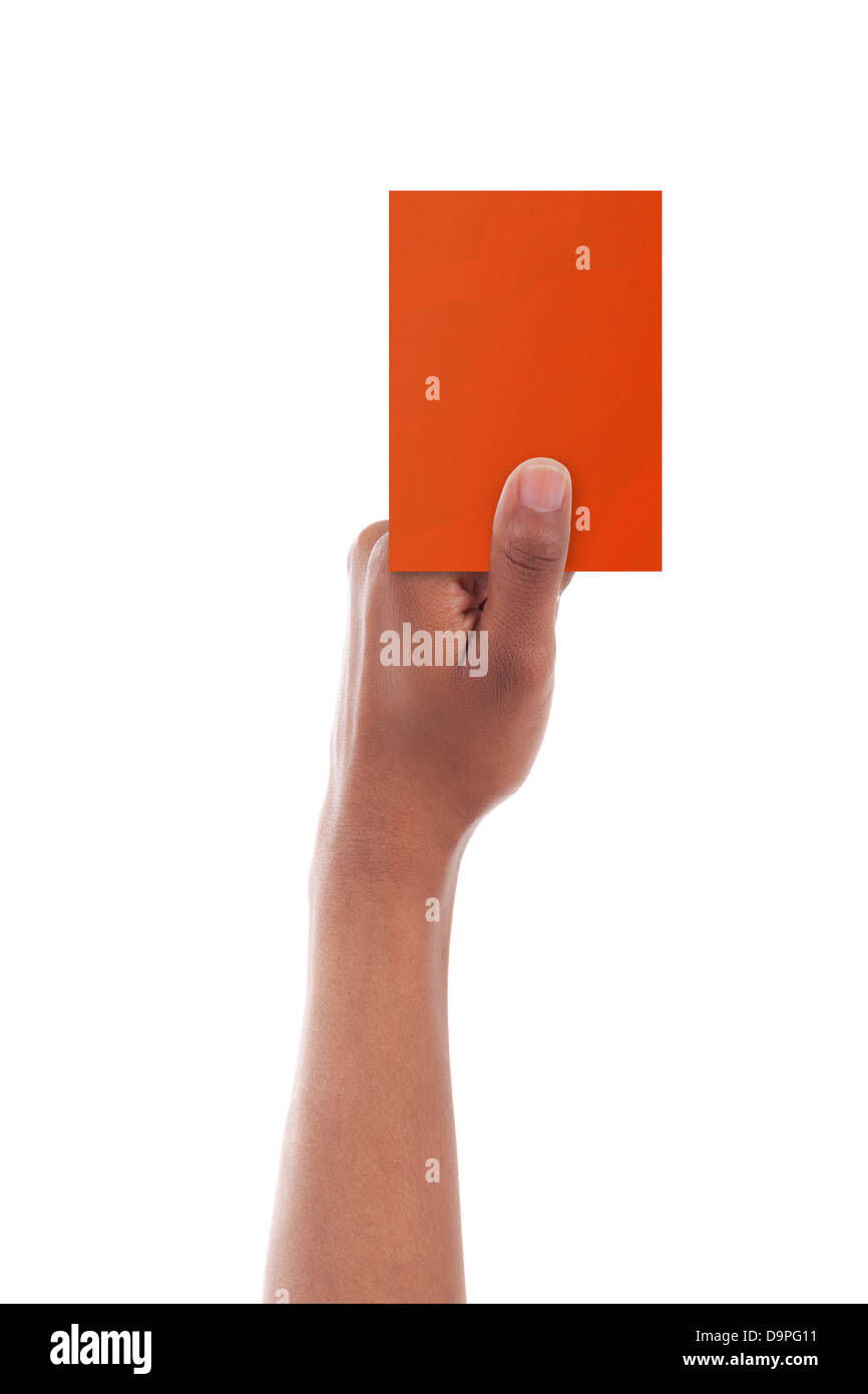 African referee giving a red card, isolated on white background ...
