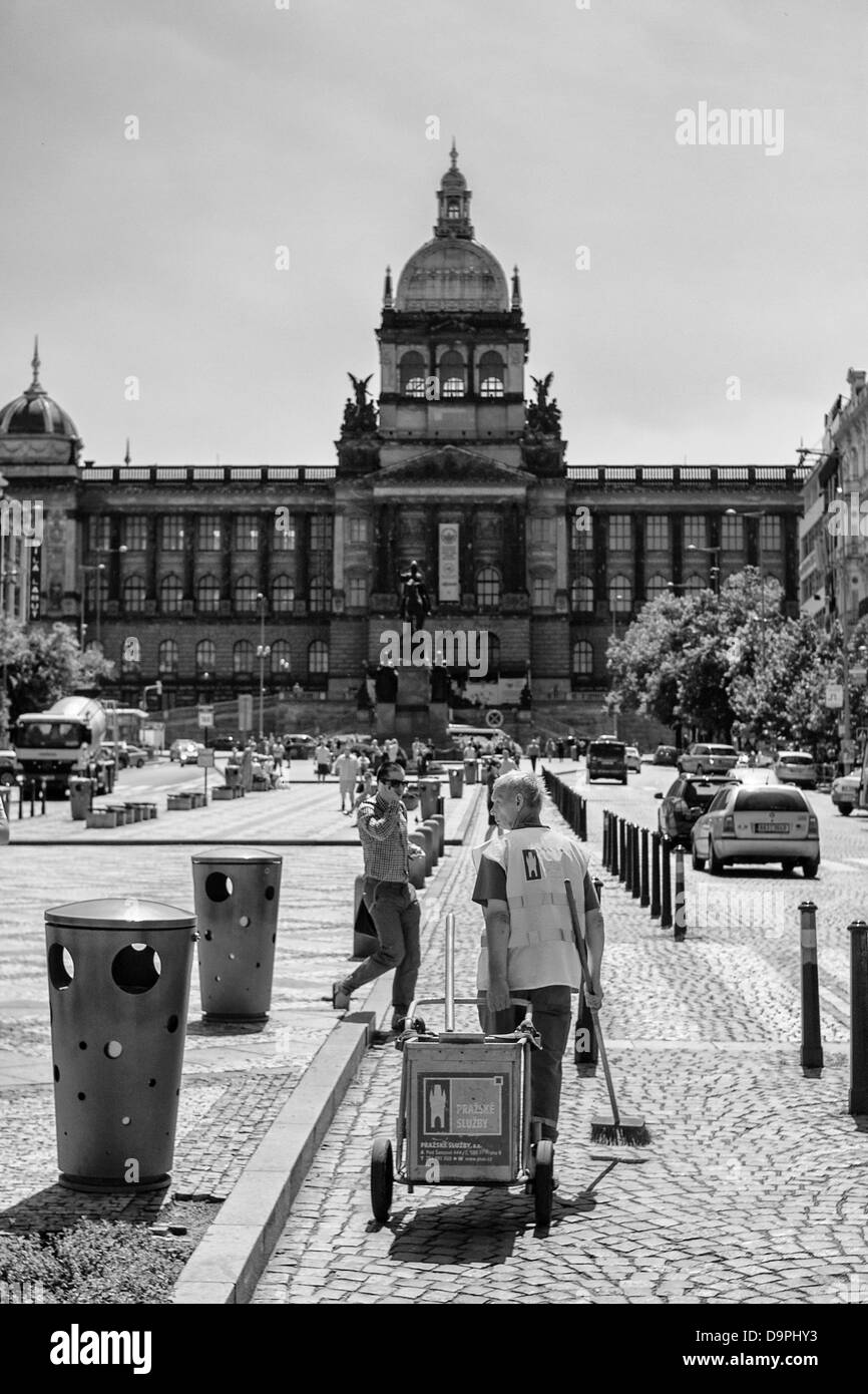 Street cleaner on main street of Prague Stock Photo - Alamy