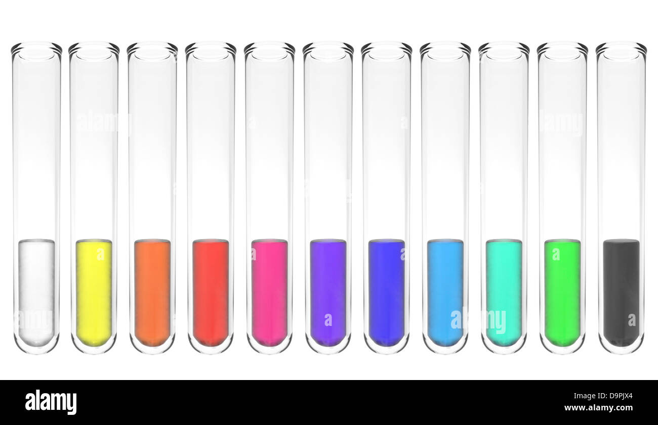 collection of test tubes with liquids in all colors Stock Photo - Alamy