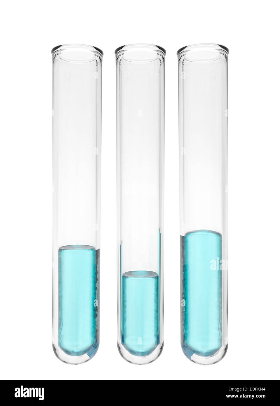 three test tubes with light blue water inside Stock Photo - Alamy