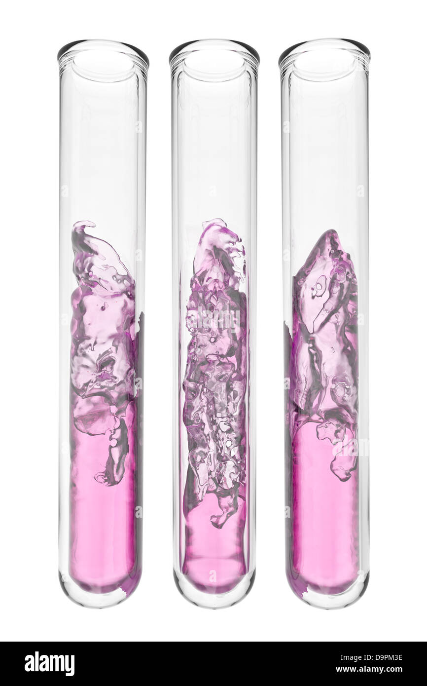 turbulent pink liquid in test tubes isolated on white Stock Photo - Alamy