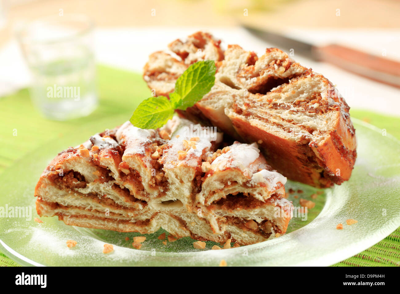 Sweet breakfast pastry with nut filling Stock Photo - Alamy