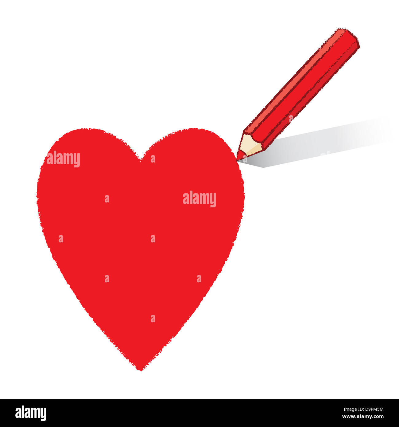 Red Pencil Drawing solid Ace of Hearts Playing Card Icon Stock Photo ...