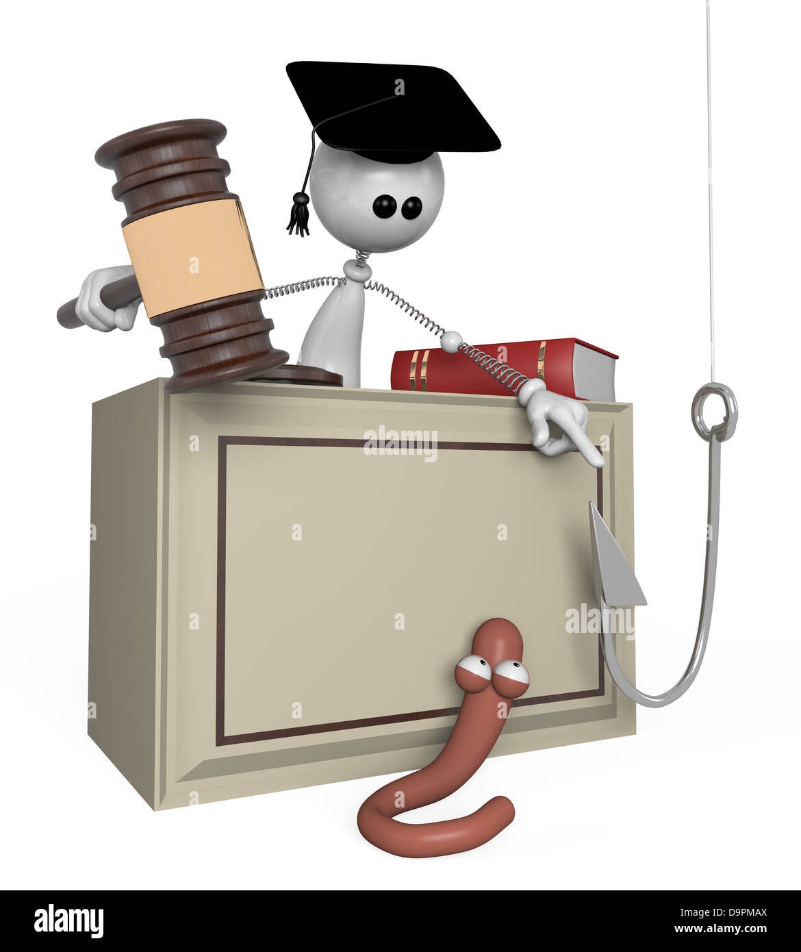 the little man the judge, judges a mad worm Stock Photo - Alamy