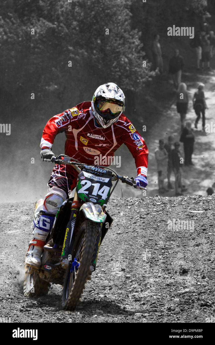 A rider from the Maxxis British Motocross Championship at the Foxhill's ...