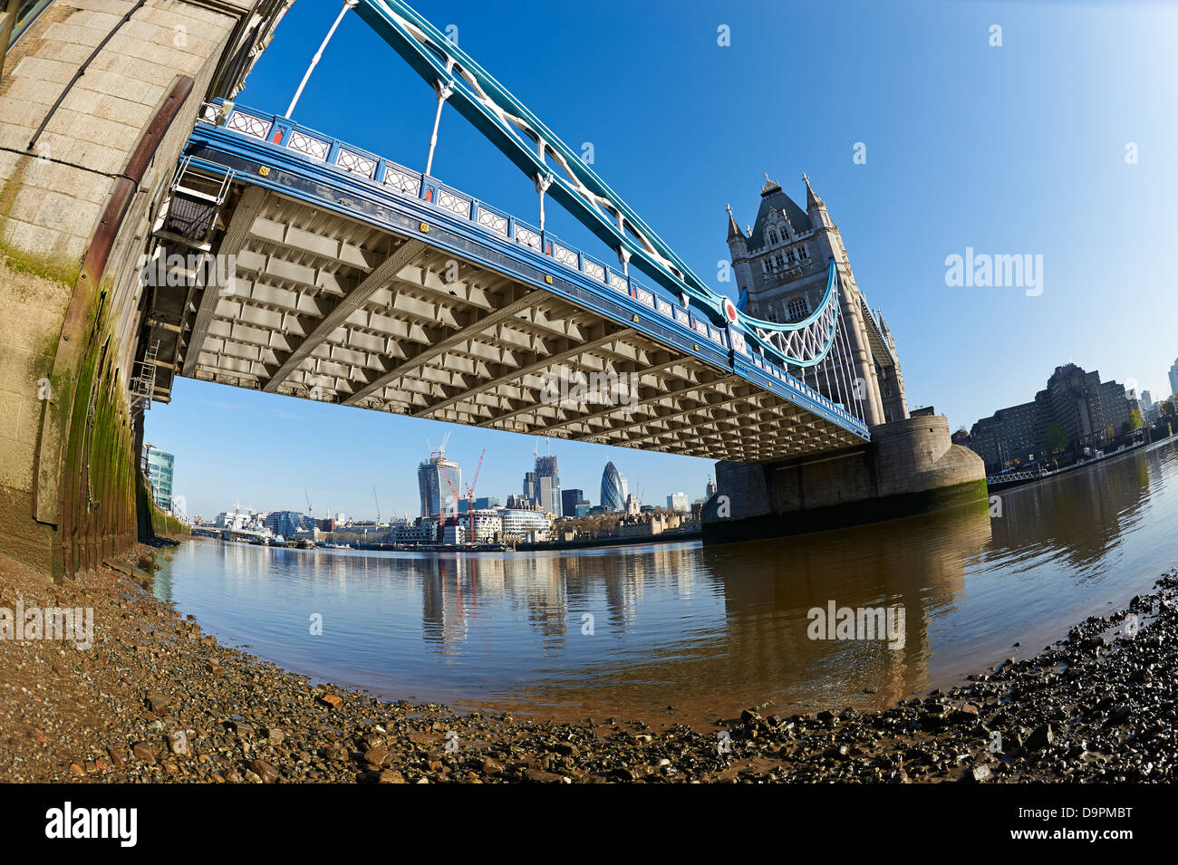 Wide angle photograph of Tower Bridge & the city of London from the ...