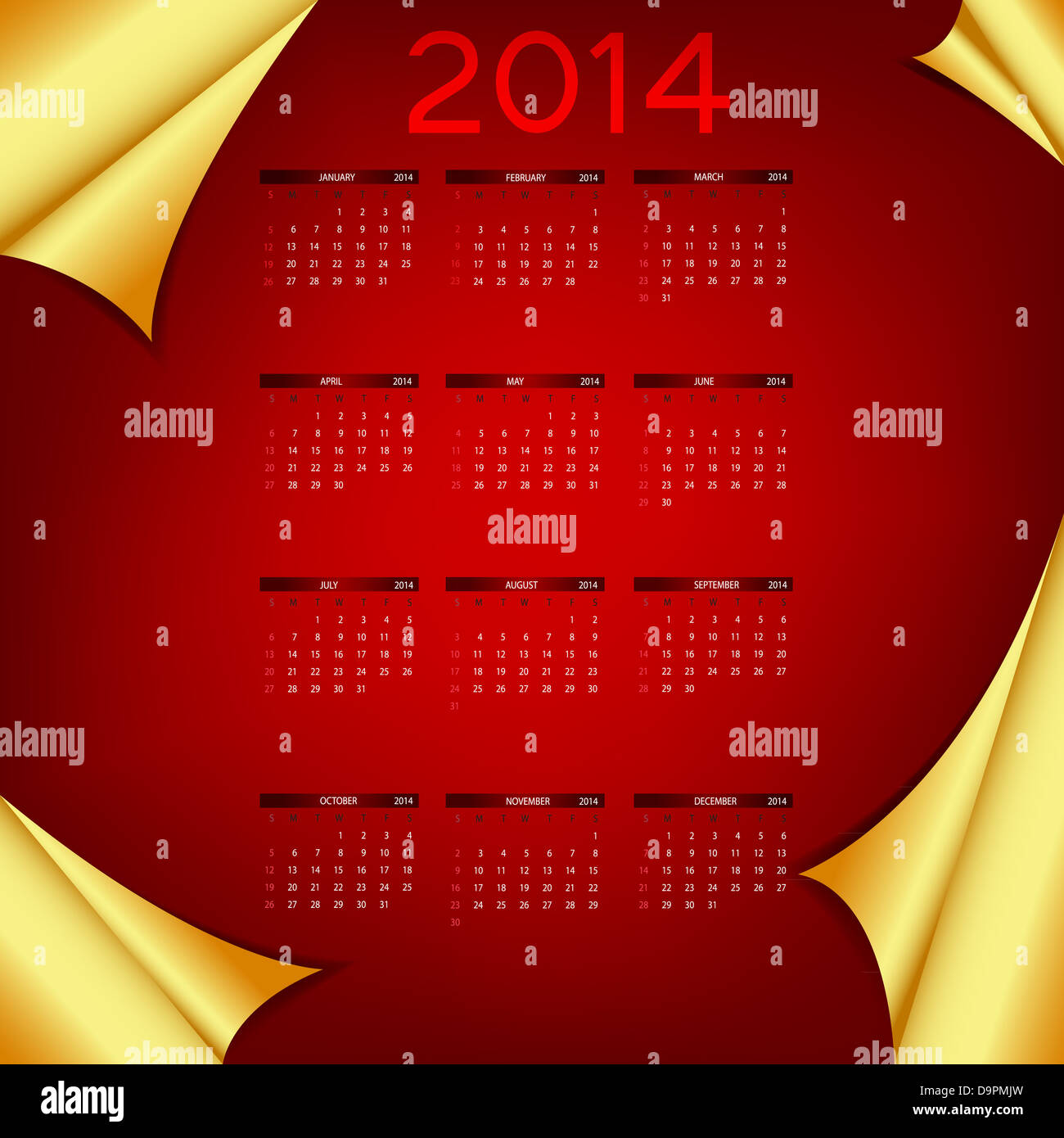 2014 new year calendar vector illustration Stock Photo - Alamy
