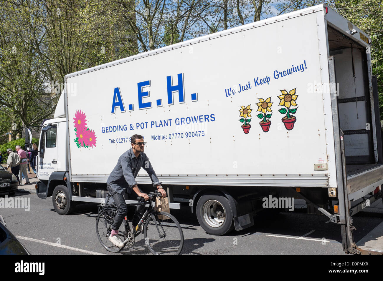 Flower Delivery Truck at Columbia Road Flower Market London Stock Photo ...