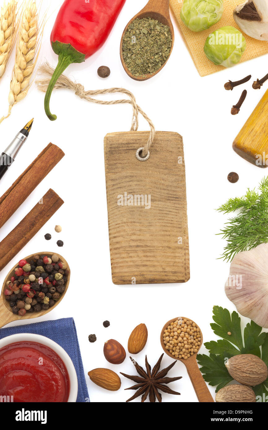 food ingredients and spices isolated on white background Stock Photo ...
