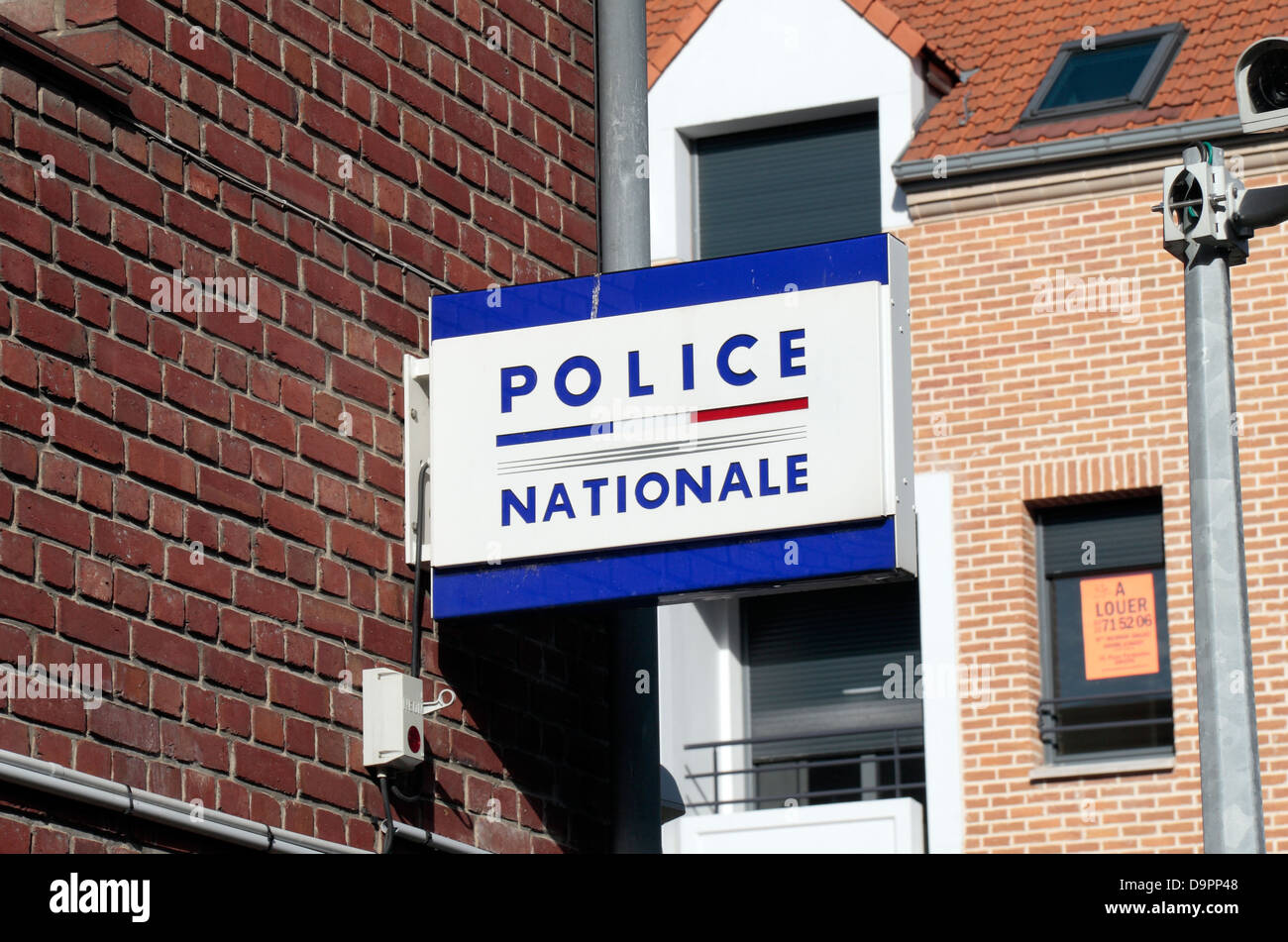 The Police Nationale logo above a station in Amiens, Picardy, Somme ...