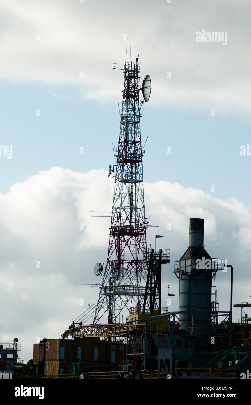 communication tower at an offshore oil rig Stock Photo - Alamy
