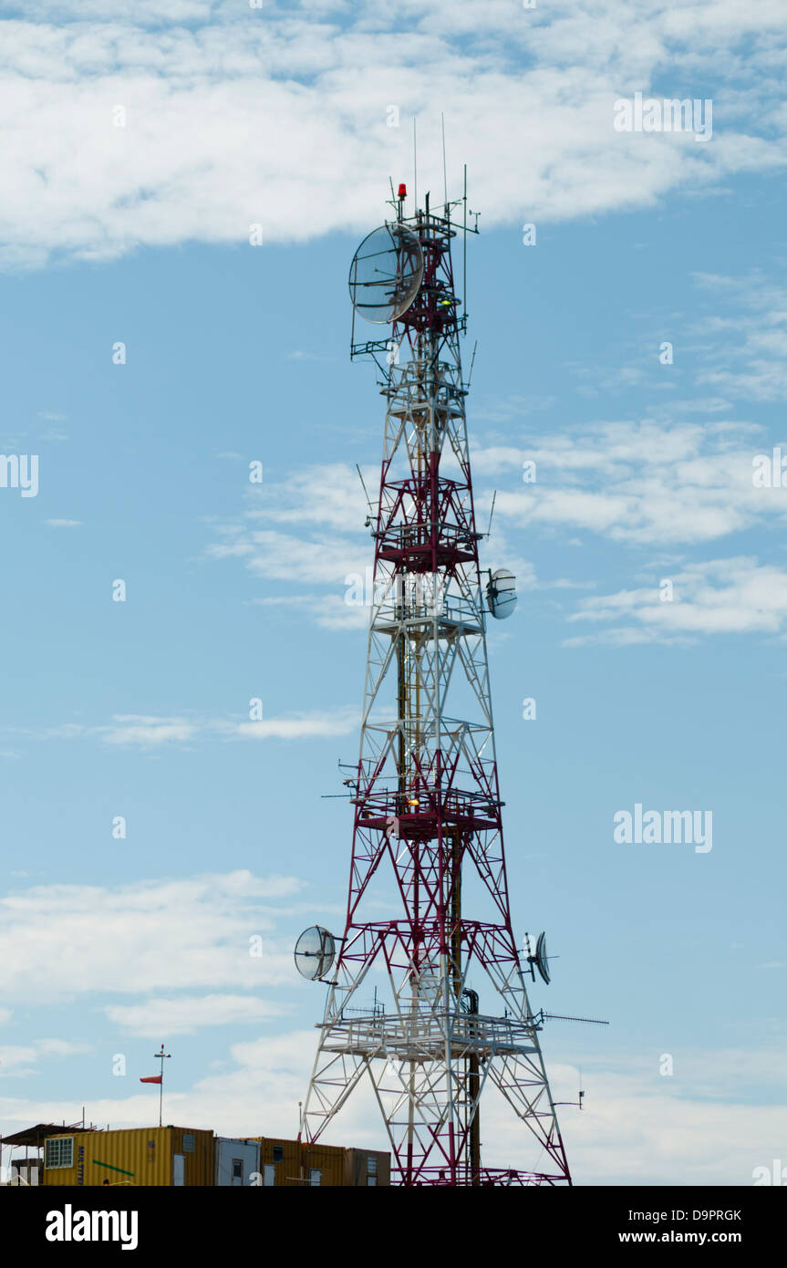 communication tower at an offshore oil rig Stock Photo - Alamy
