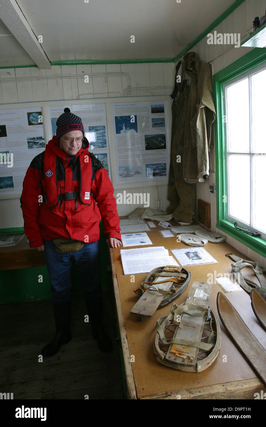 Snowshoes on display at the Port Lockroy museum, Antarctica Stock Photo ...
