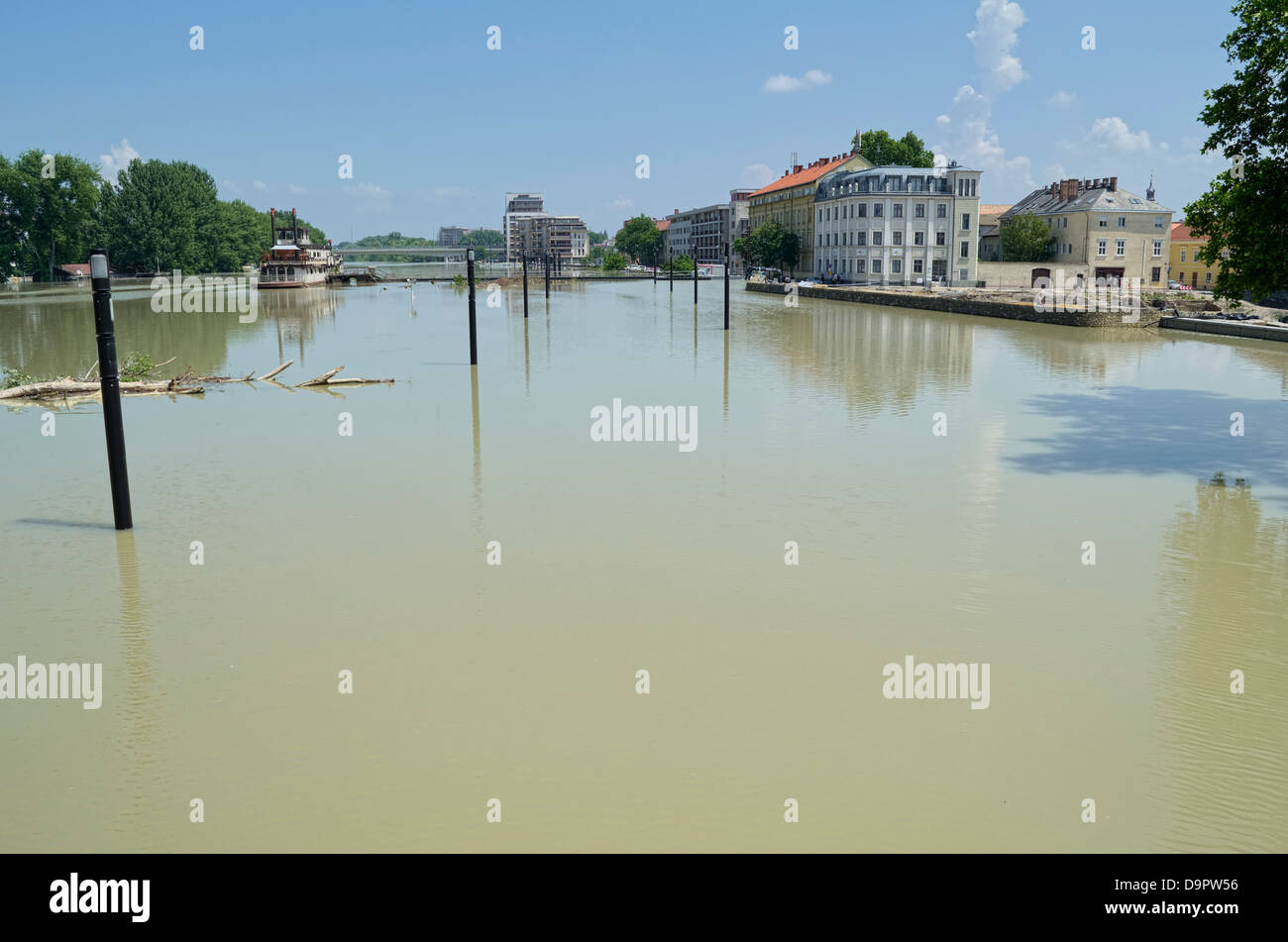 Flooding Danube River in Gyor Downtown, Hungary Stock Photo - Alamy