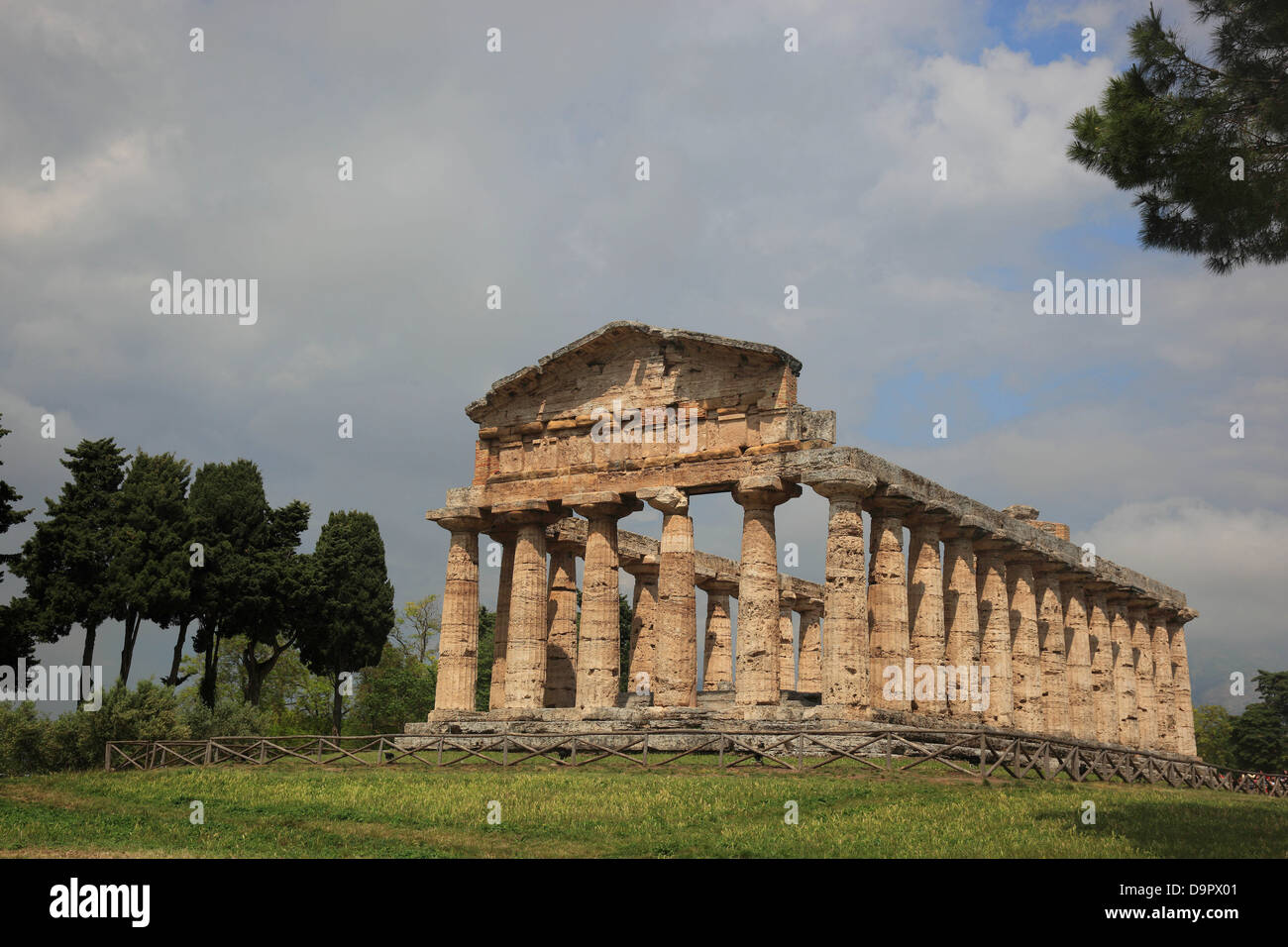 The Athenaion, Ceres or Athene temple in Paestum, Campania, Italy Stock ...