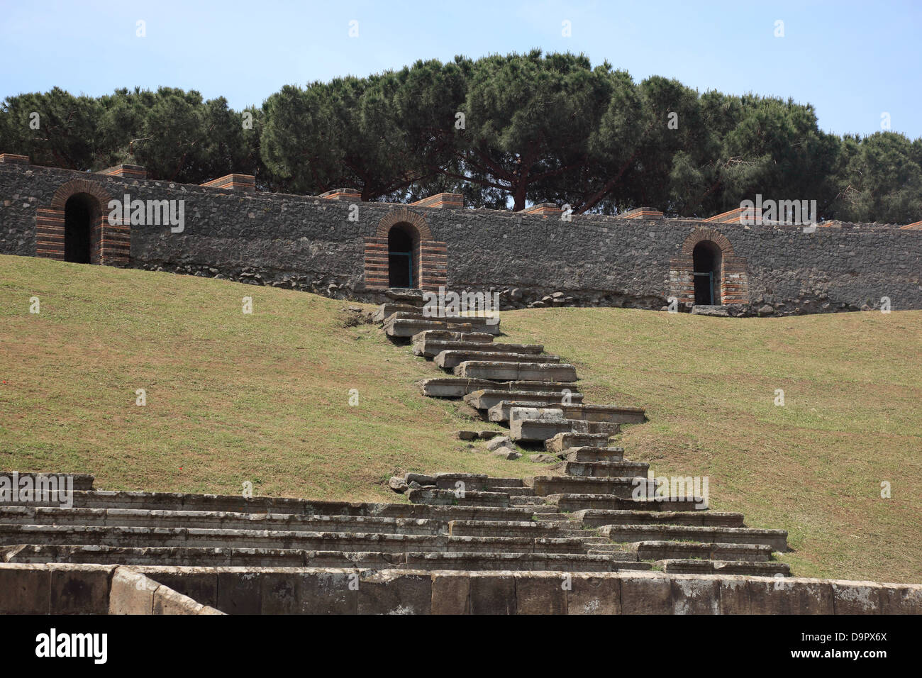 Ruins of the great amphitheater in Pompeii, Campania, Italy Stock Photo ...