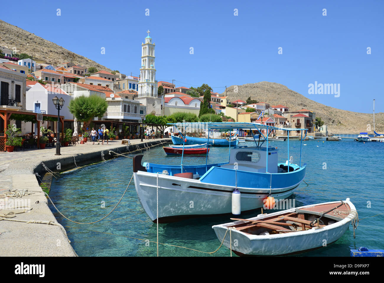 Waterfront, Port of Emporio, Halki (Chalki), Rhodes (Rodos) Region, The ...