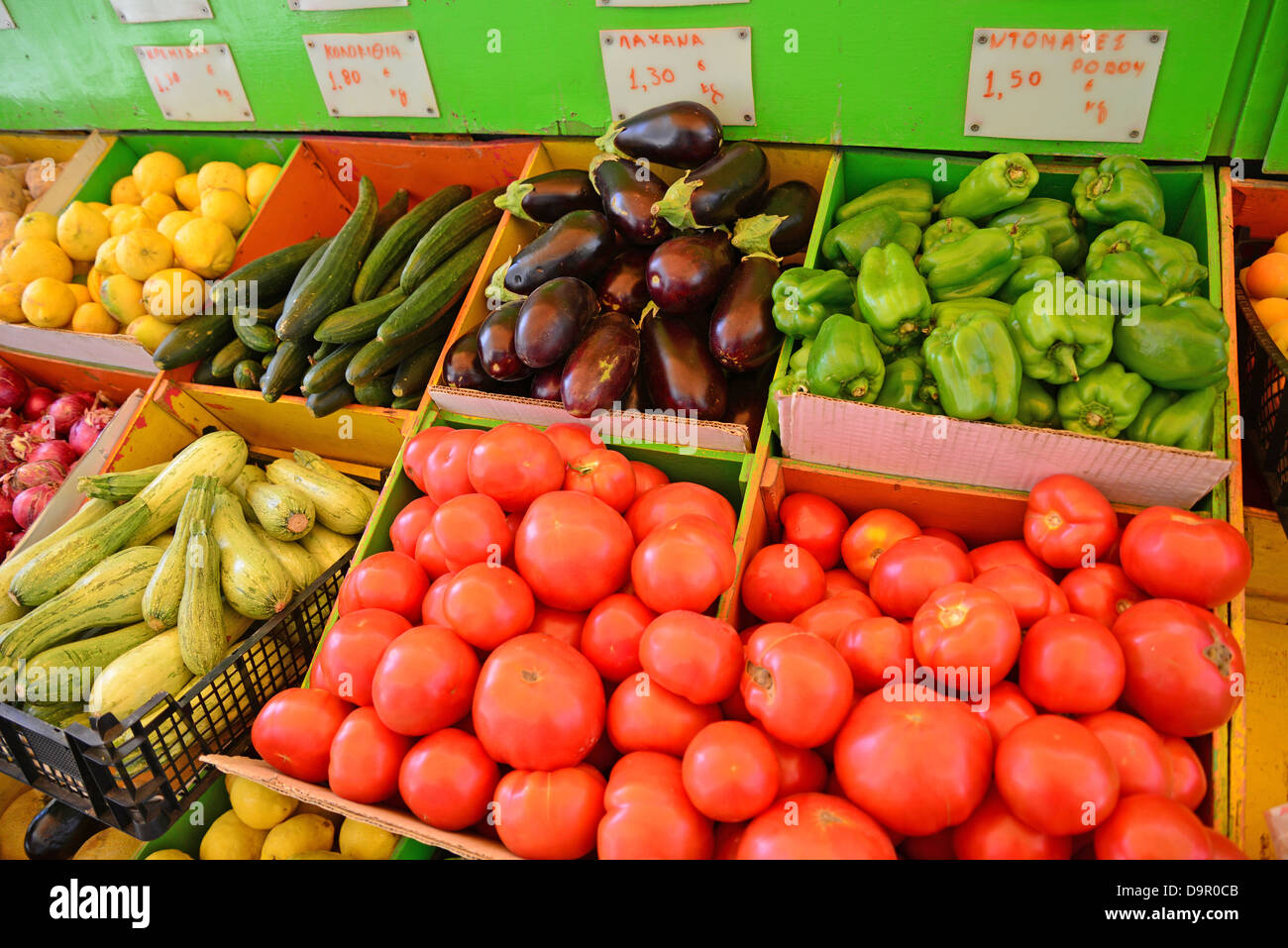 Fresh fruit and vegetables on display, Symi (Simi), Rhodes (Rodos ...