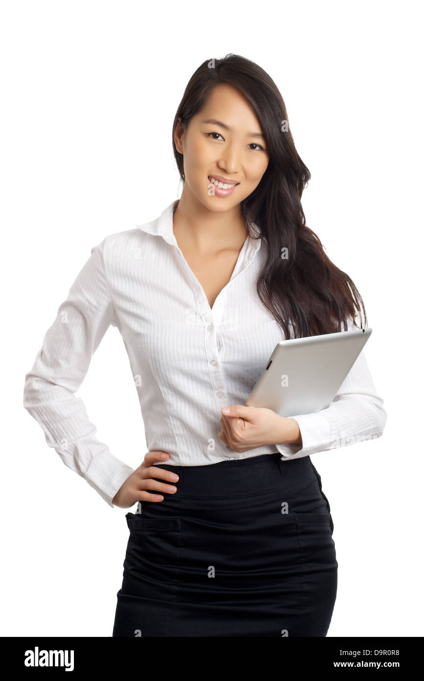 Formal Asian Business woman with tablet Stock Photo - Alamy