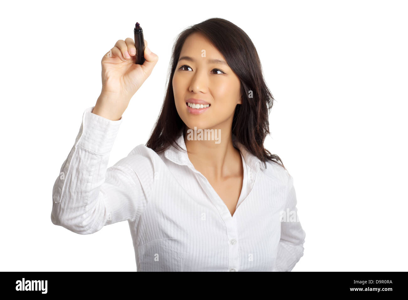 Formal Asian Business woman writing with pen Stock Photo - Alamy