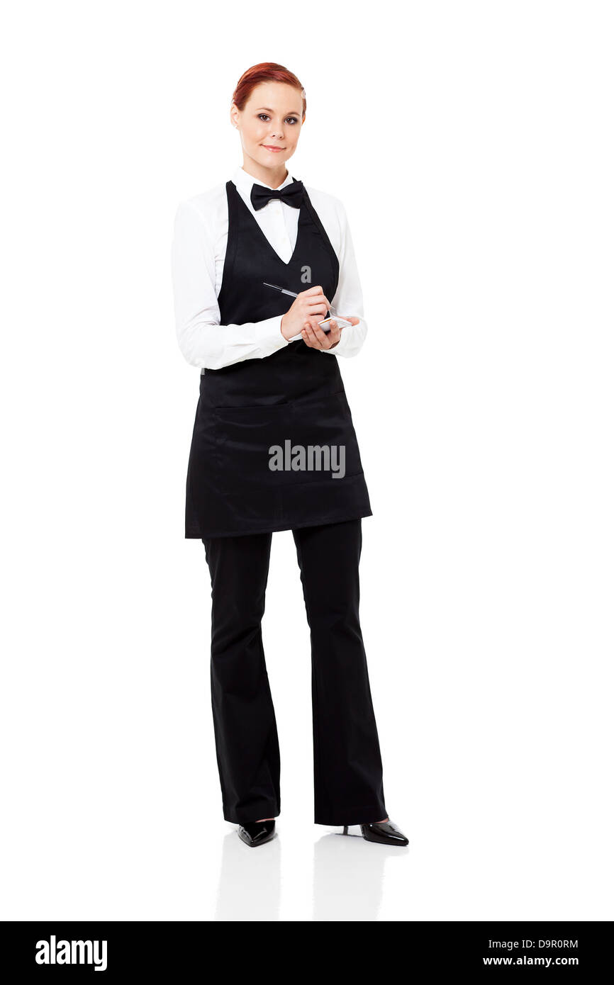 pretty waitress taking order isolated on white Stock Photo - Alamy