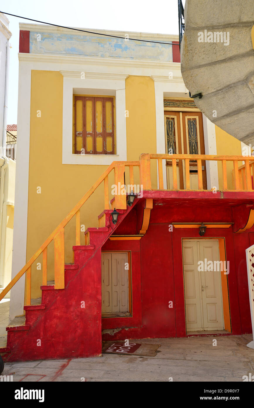 Colourful house, Symi (Simi), Rhodes (Rodos) Region, The Dodecanese ...