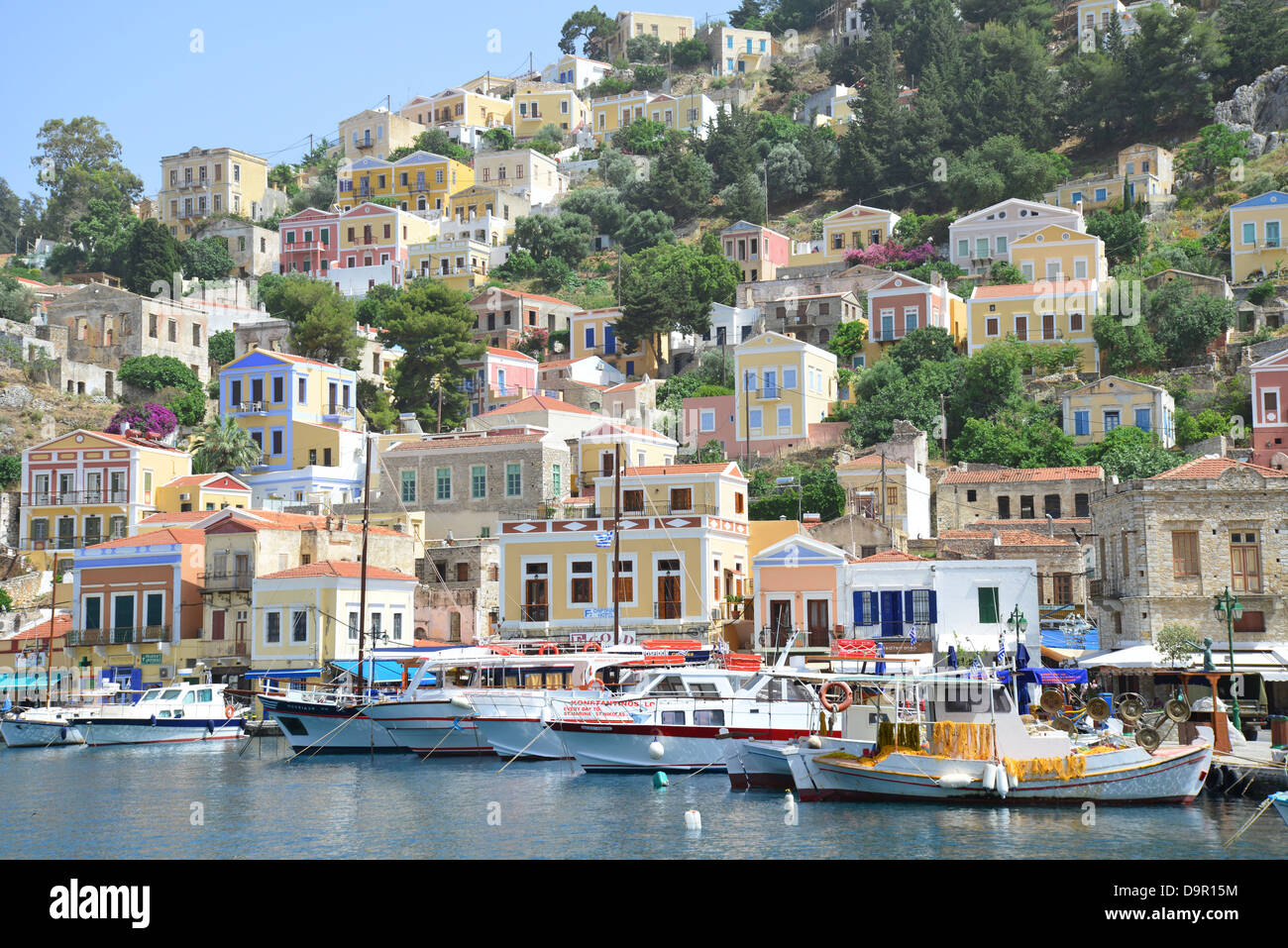 Symi Harbour, Symi (Simi), Rhodes (Rodos) Region, The Dodecanese, South ...