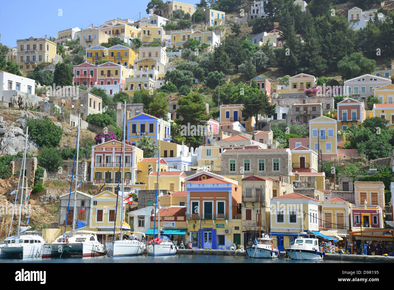 Symi Harbour, Symi (Simi), Rhodes (Rodos) Region, The Dodecanese, South ...