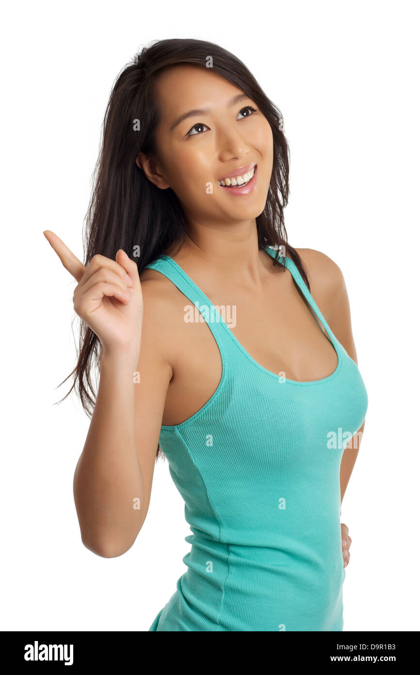 Beautiful Asian woman with idea popping up Stock Photo - Alamy
