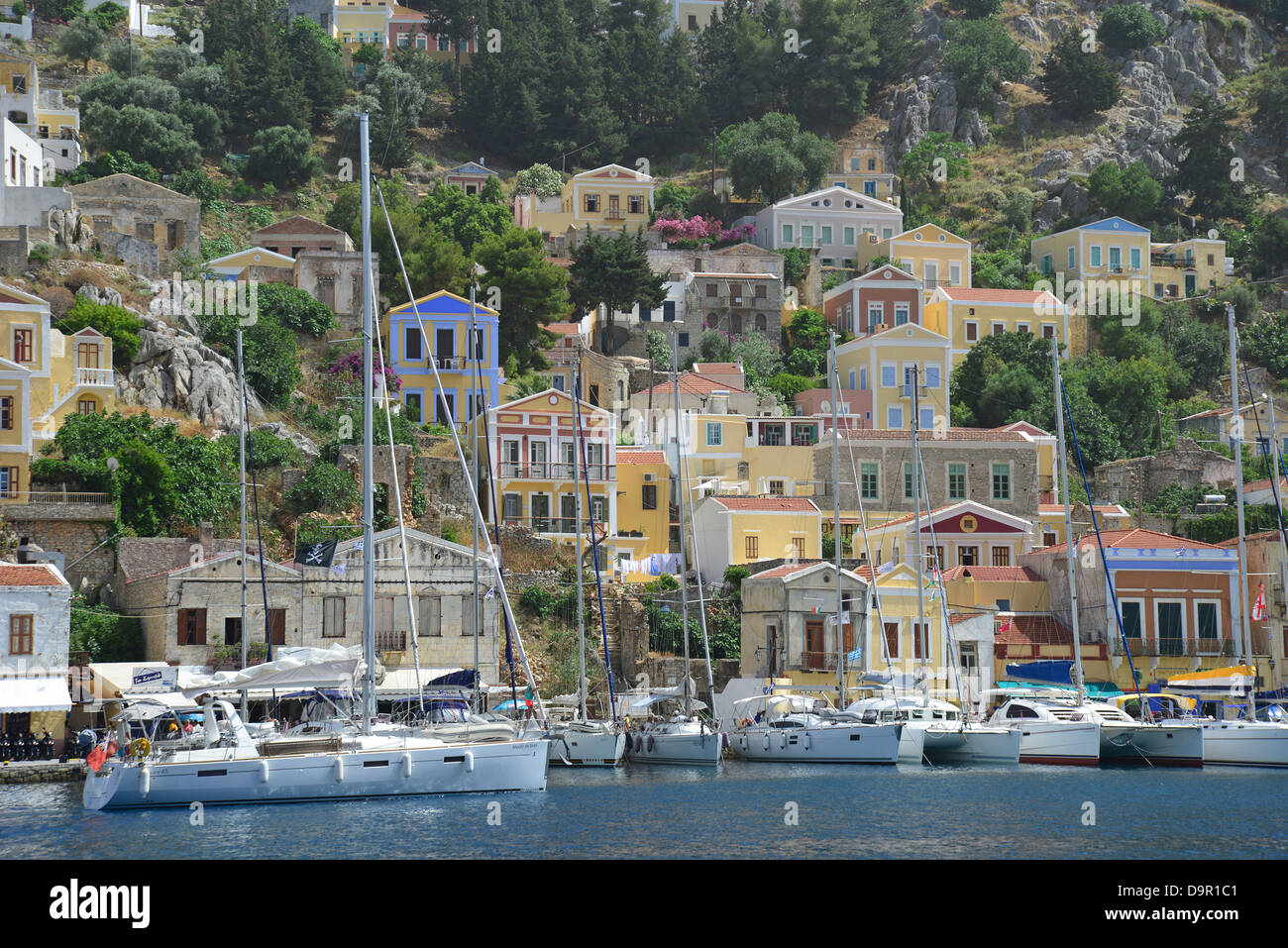 Symi Harbour, Symi (Simi), Rhodes (Rodos) Region, The Dodecanese, South ...