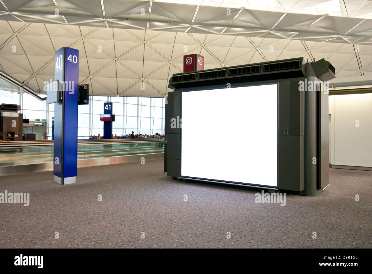 Empty placeholder display at the international airport in Hong Kong ...