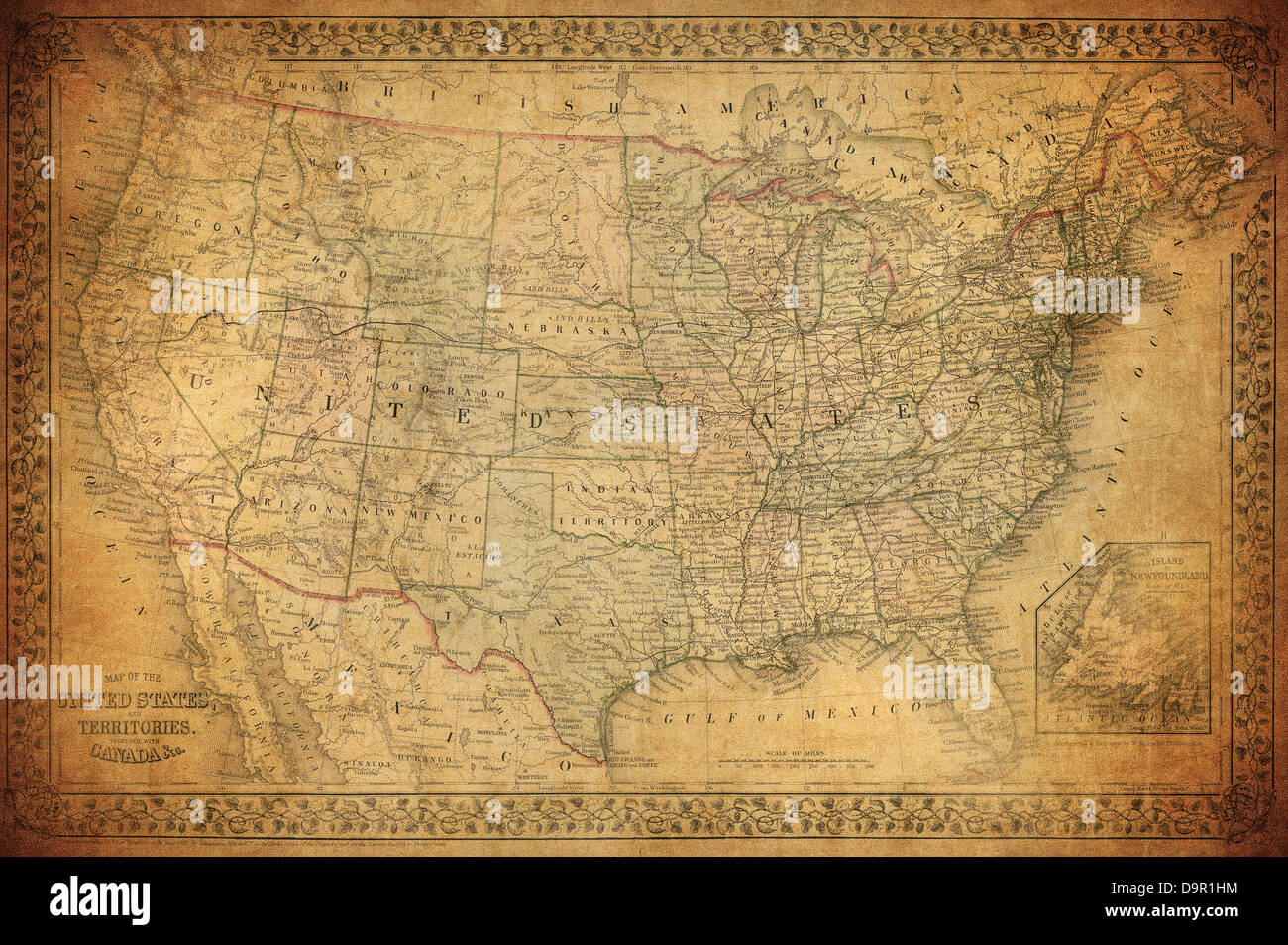Vintage map of United States 1867 Stock Photo - Alamy