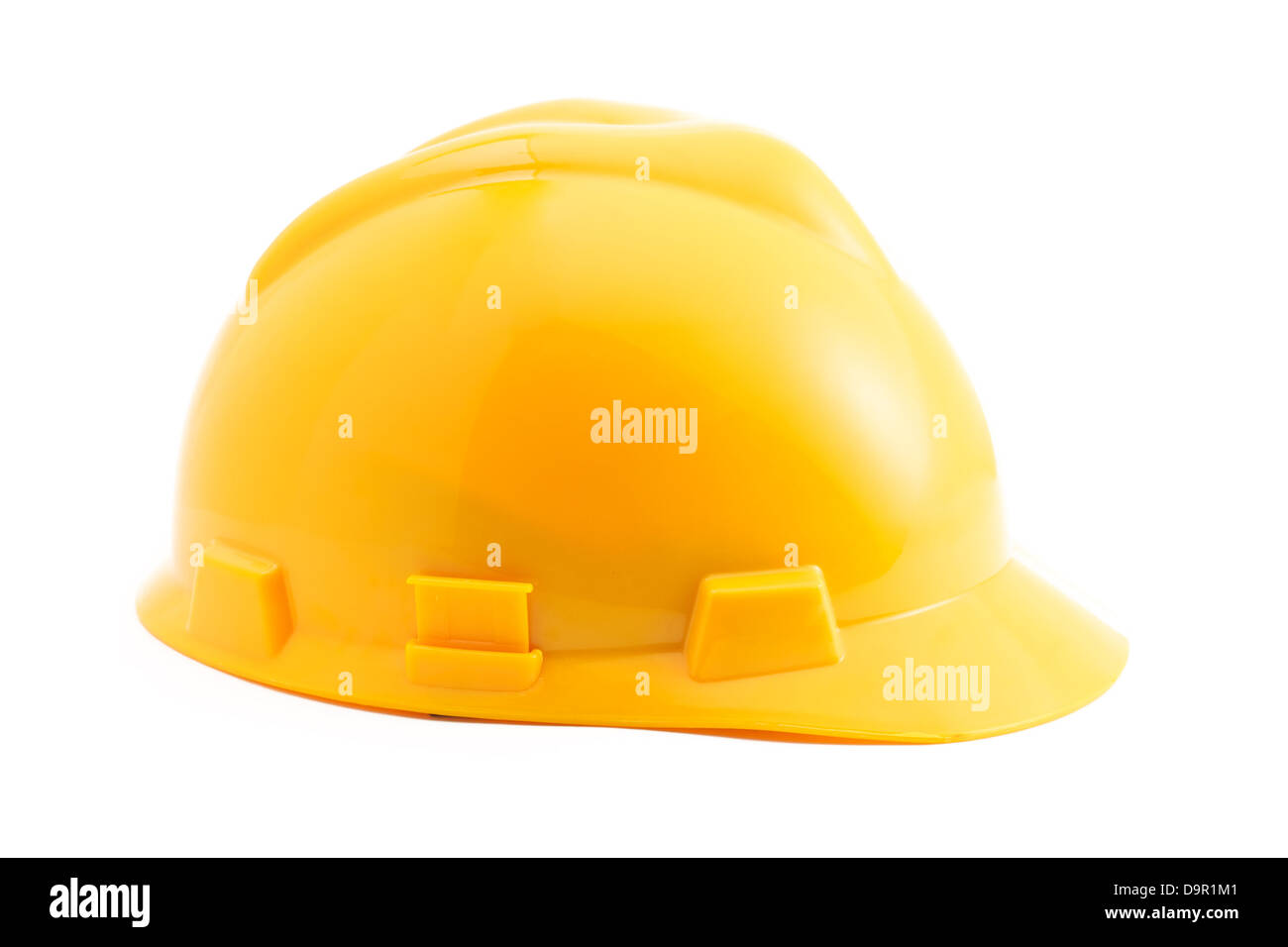 Yellow construction helmet on white background Stock Photo - Alamy