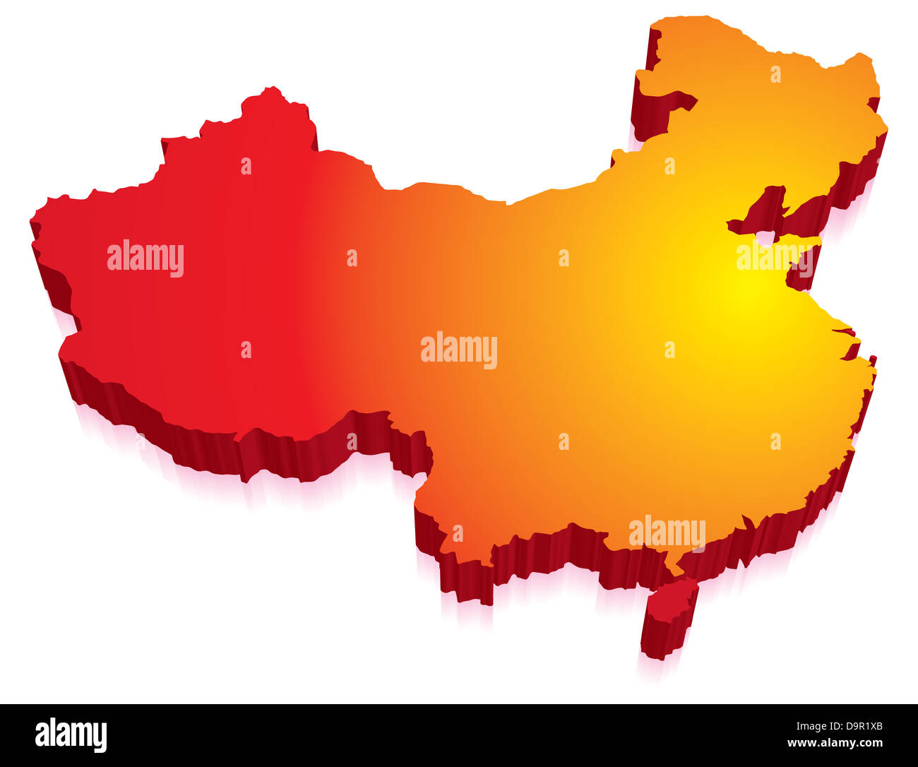 Red 3D map of China Stock Photo - Alamy