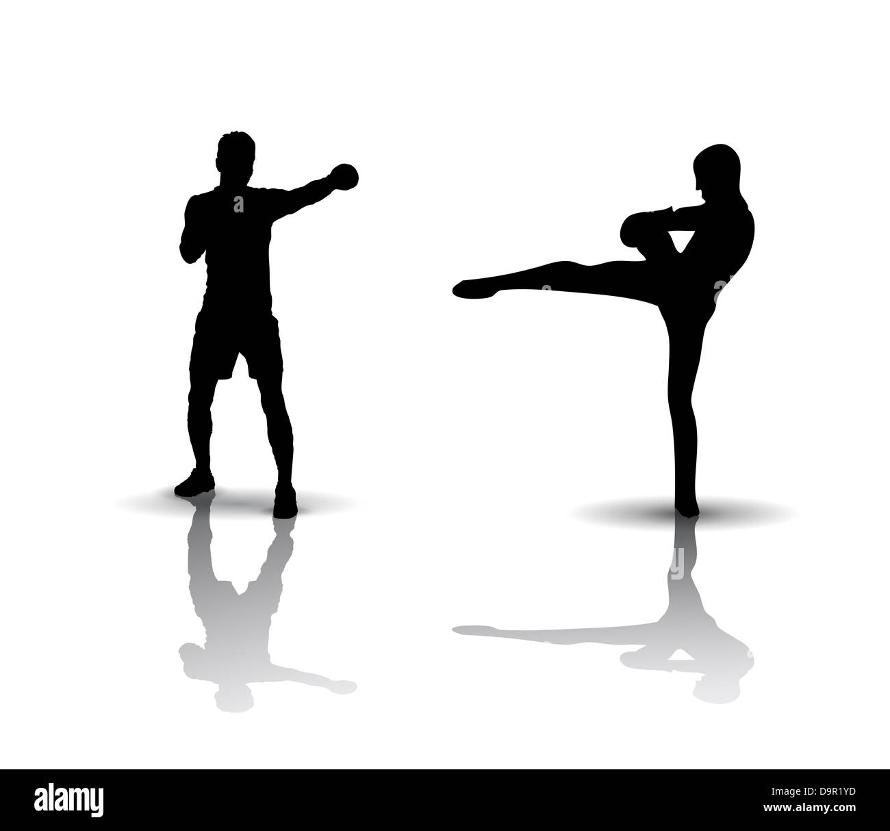 Vector boxing silhouette set Stock Photo - Alamy