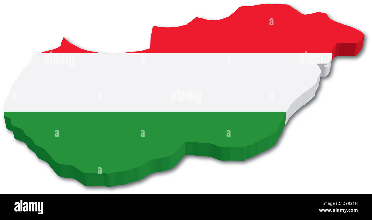 3D Hungary map with flag illustration on white background Stock Photo ...