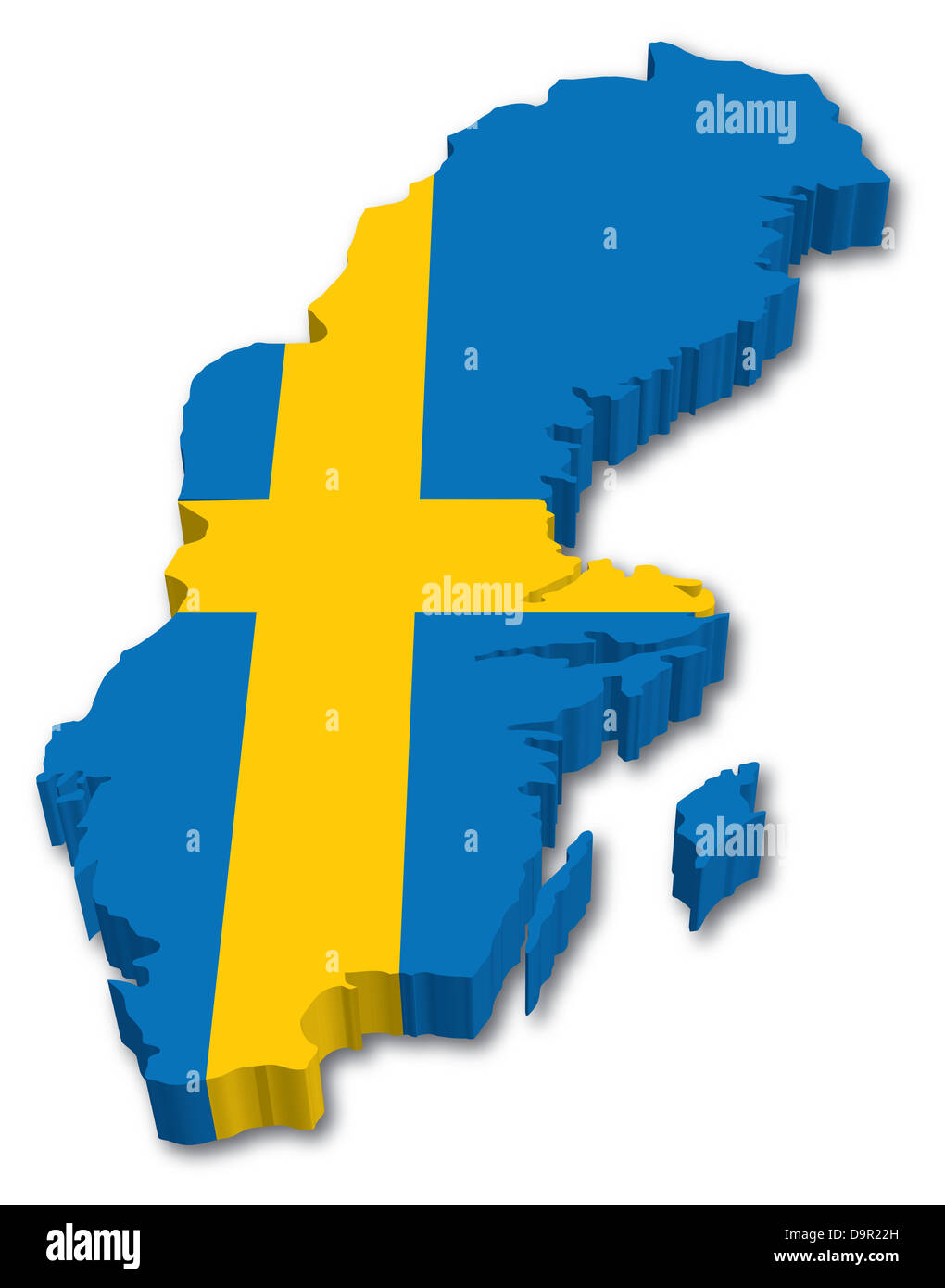 3D Sweden map with flag illustration on white background Stock Photo ...