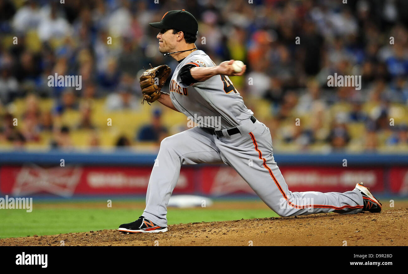 Los Angeles, CA. USA. June 24, 2013. San Francisco Giants relief pitcher Javier Lopez #49 ...