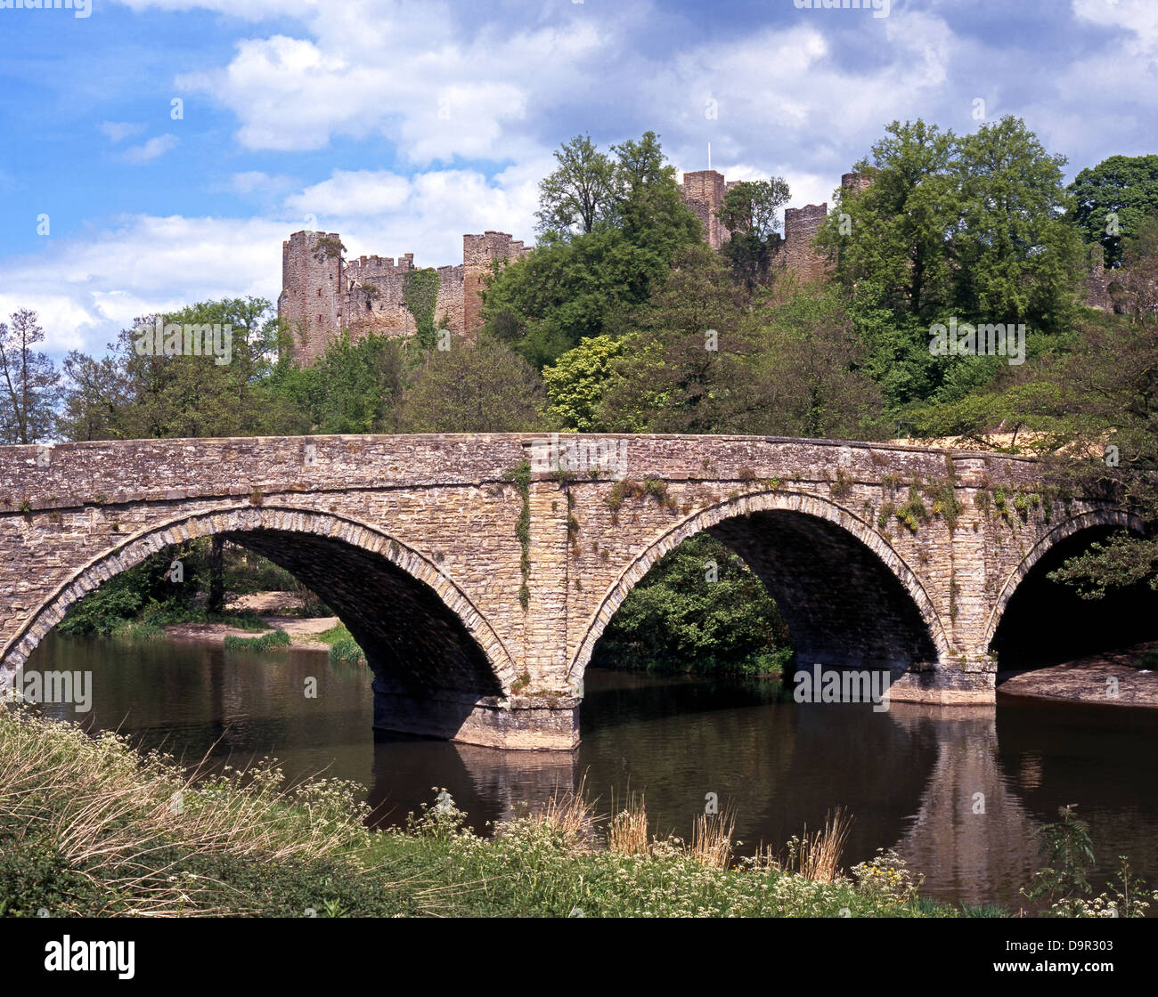 Ludlow castle ruin uk bridge river hi-res stock photography and images ...