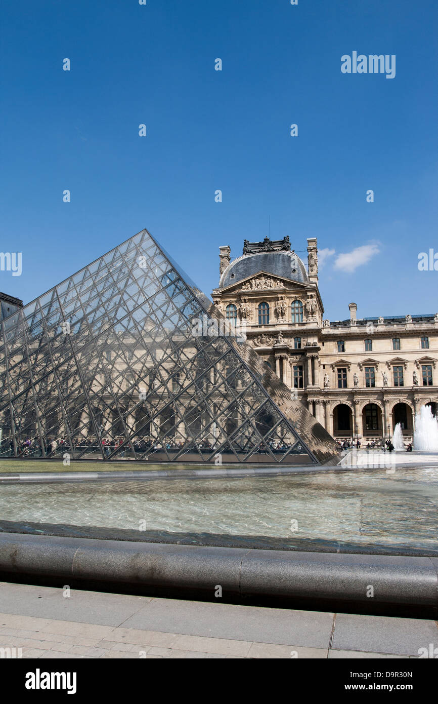PARIS - APRIL 13, 2008. Glass Pyramid at the Louvre Museum on April 13 ...