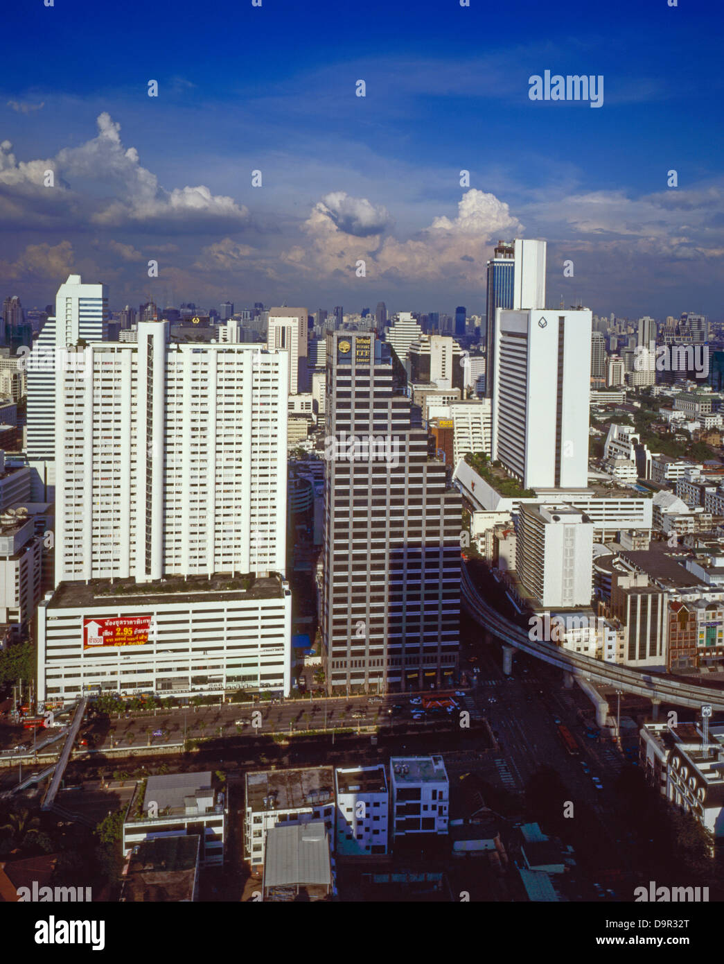 Bangkok, Empire Tower, View from above on the city with sky train Stock ...