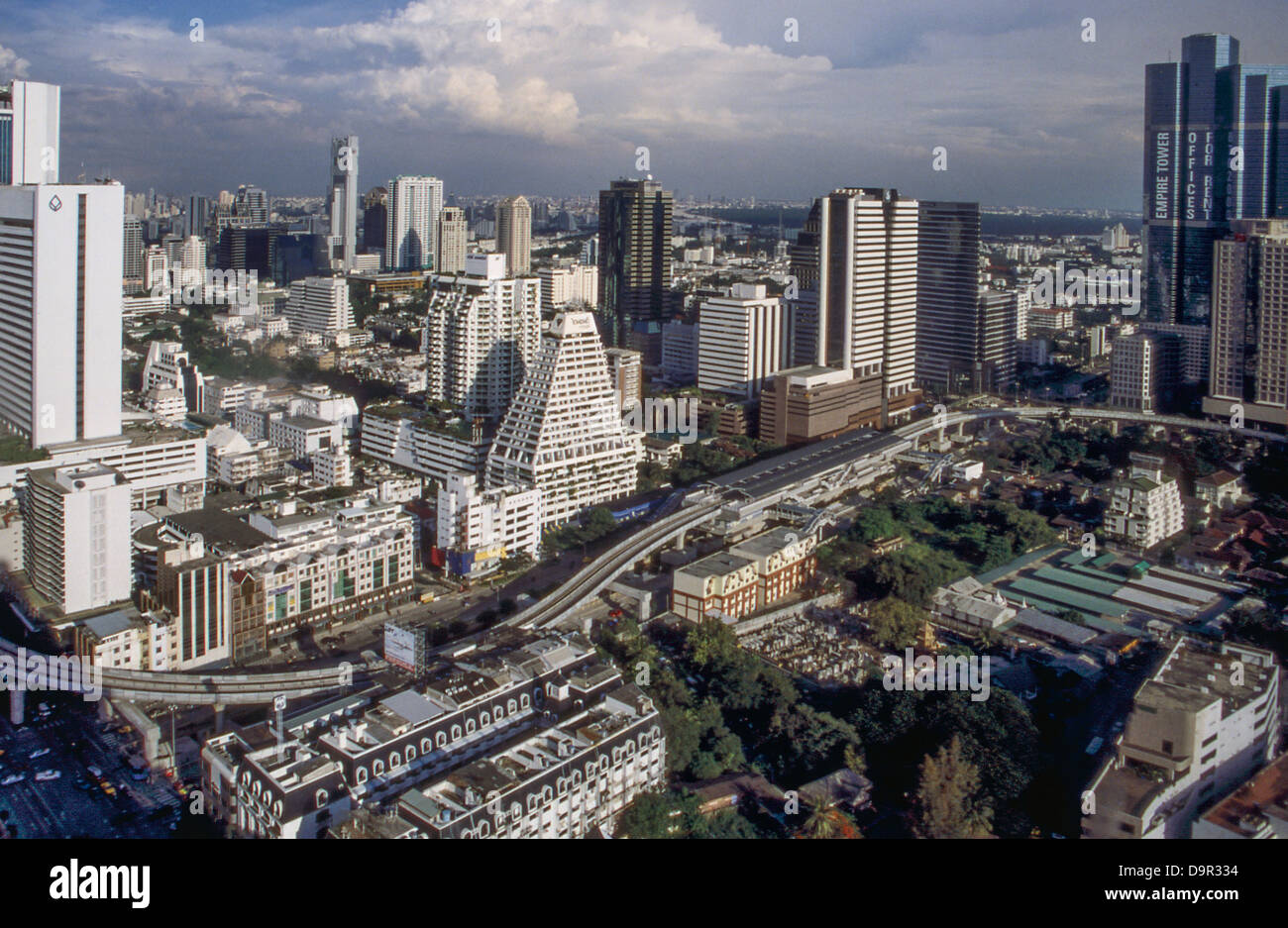Bangkok, Empire Tower, View from above on the city with sky train Stock ...