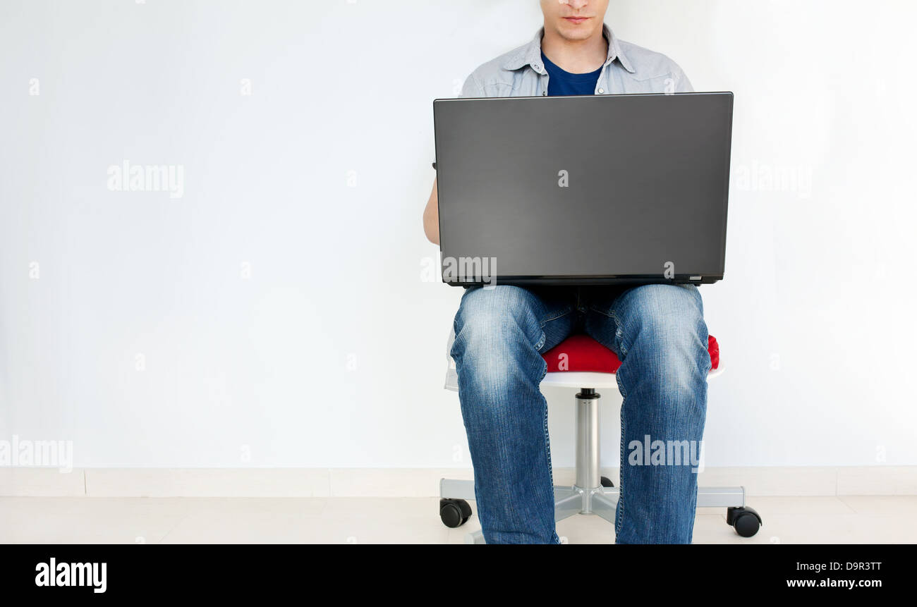 Man working laptop home hi-res stock photography and images - Alamy