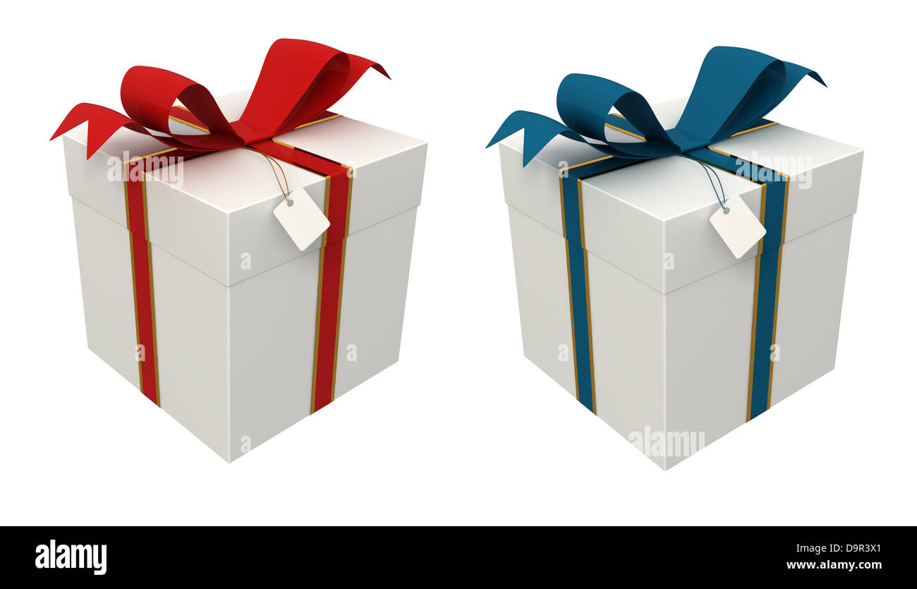 two gift box isolated on white, rendering Stock Photo - Alamy