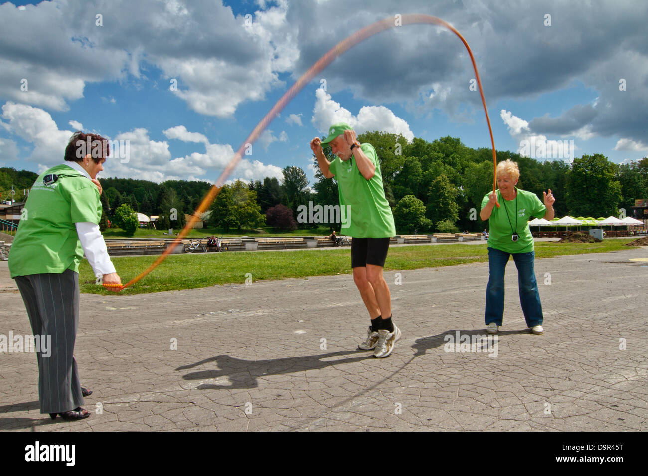 Mature man jumping joy hi-res stock photography and images - Alamy