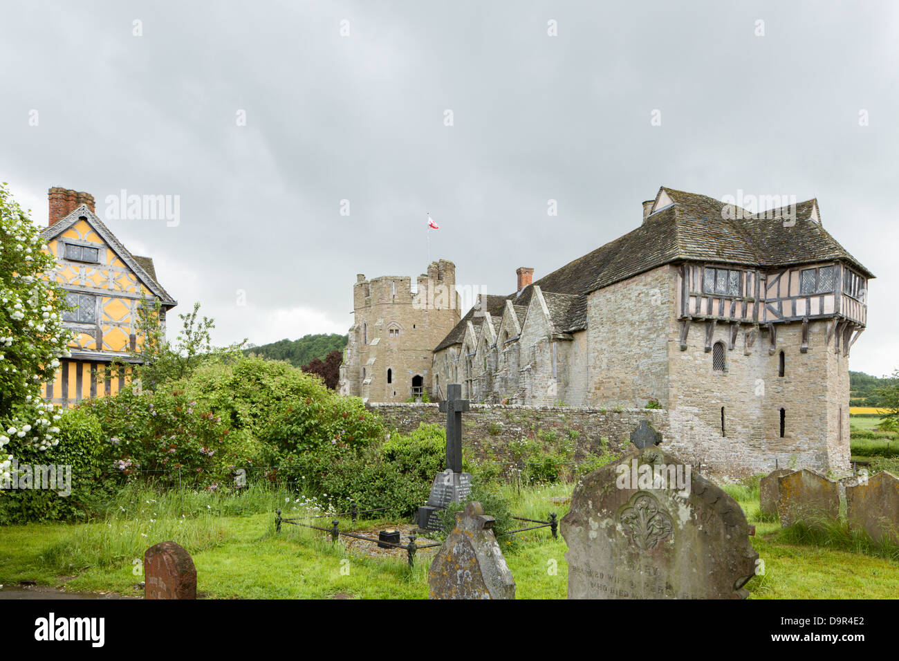 The fortified manor house of Stokesay Castle, near Craven Arms ...